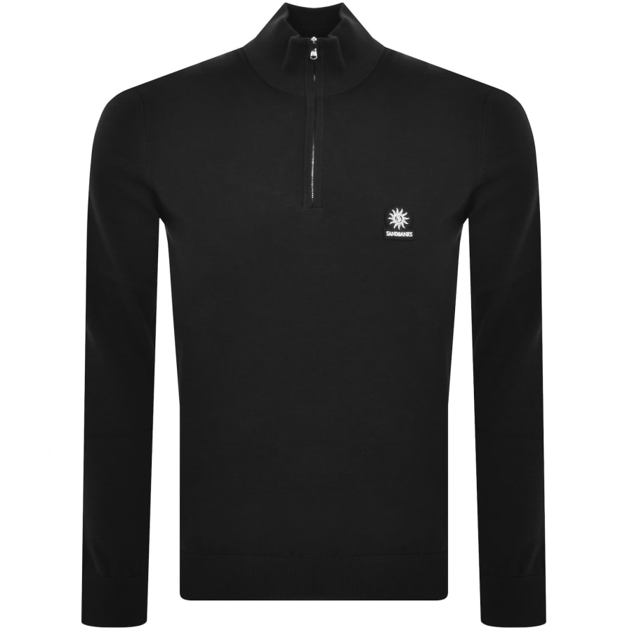 Sandbanks Fine Gauge Quarter Zip Jumper Black | Mainline Menswear